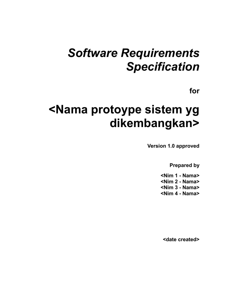 IEEE Software Requirements Specification Template