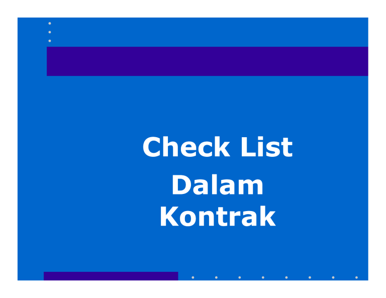 Check List Dalam Kontrak