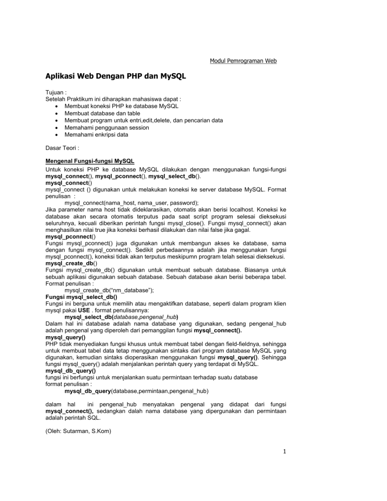 Modul Pemrograman Web Aplikasi Web Denga