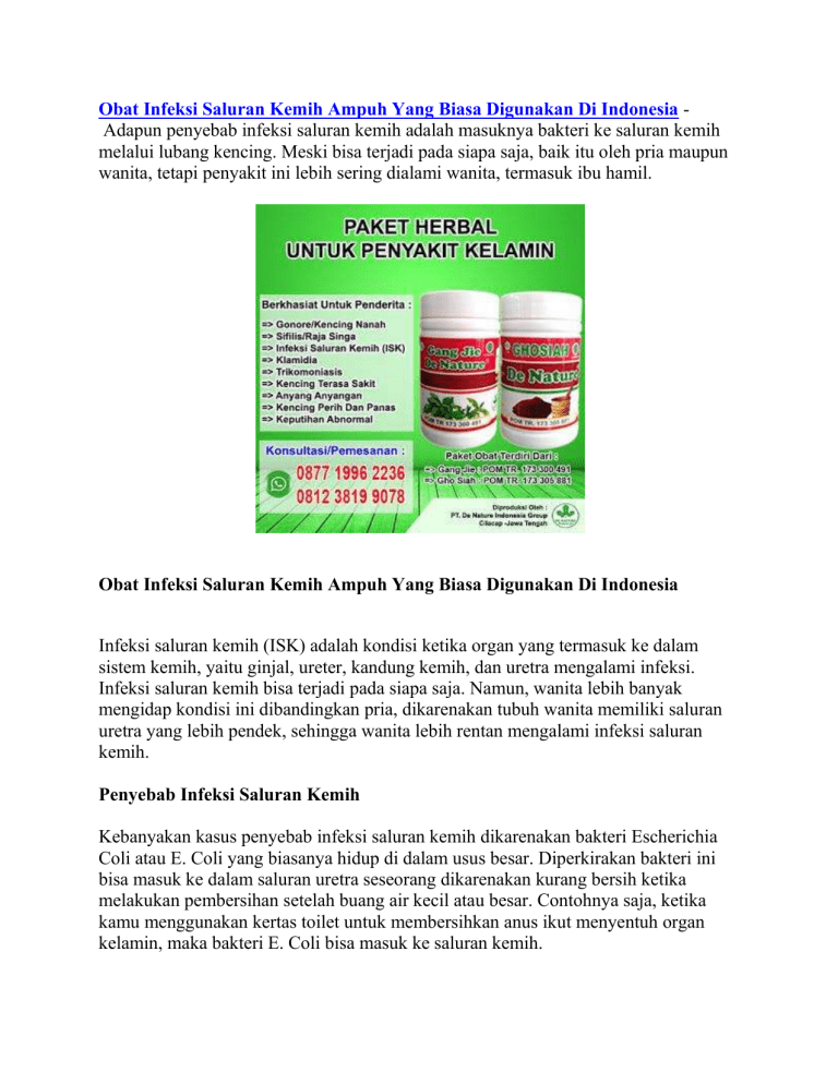 Obat Infeksi Saluran Kemih Ampuh Yang Biasa Digunakan Di Indonesia